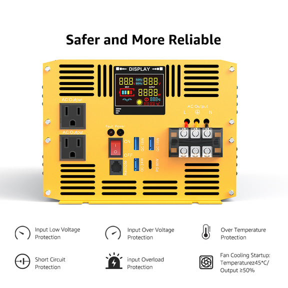 MWXNE 4000W Pure Sine Wave Power Inverter 48V to 110V 120V for Home RV ...