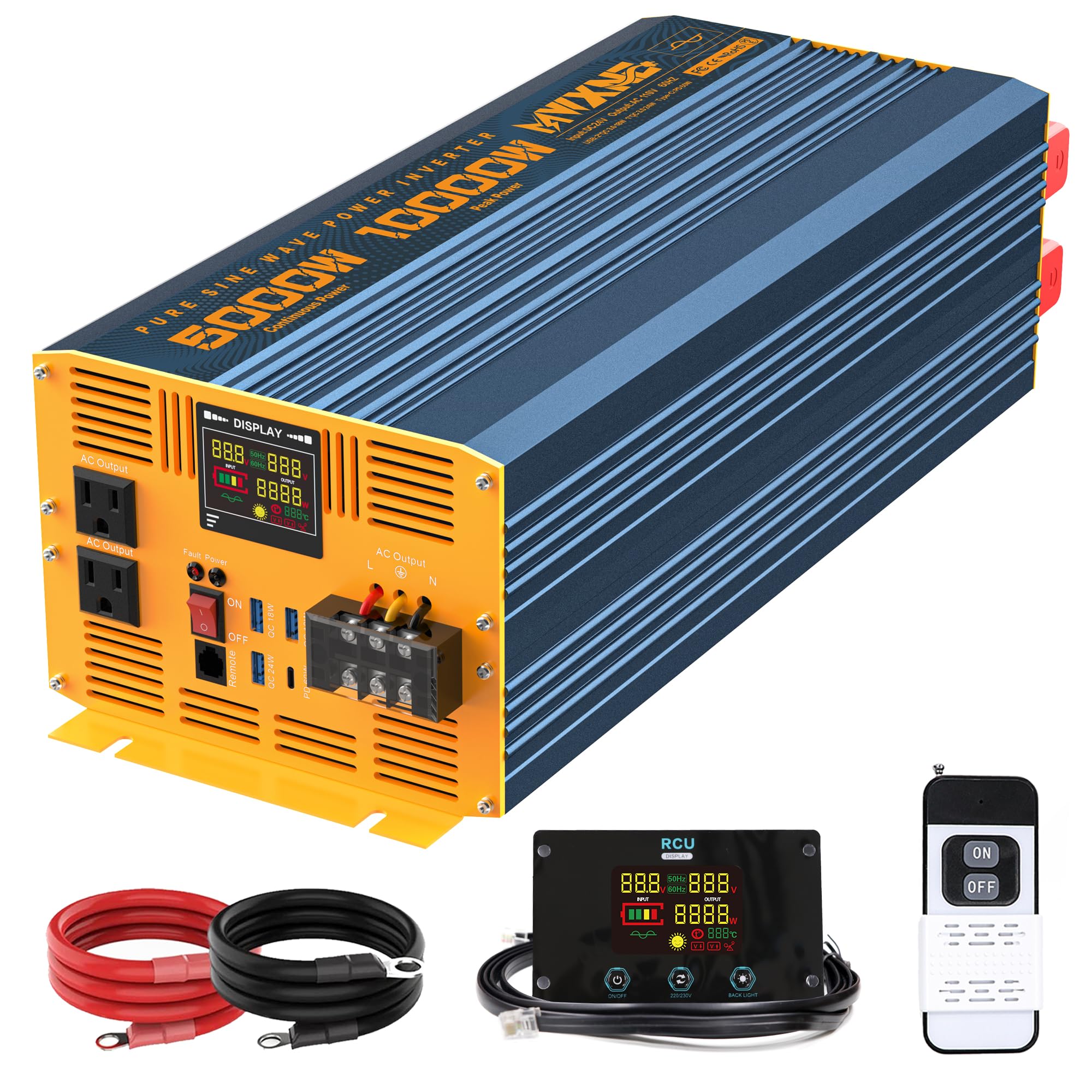 MWXNE 5000 Watt 24V Pure Sine Wave Power Inverter Heavy Duty Inverter ...